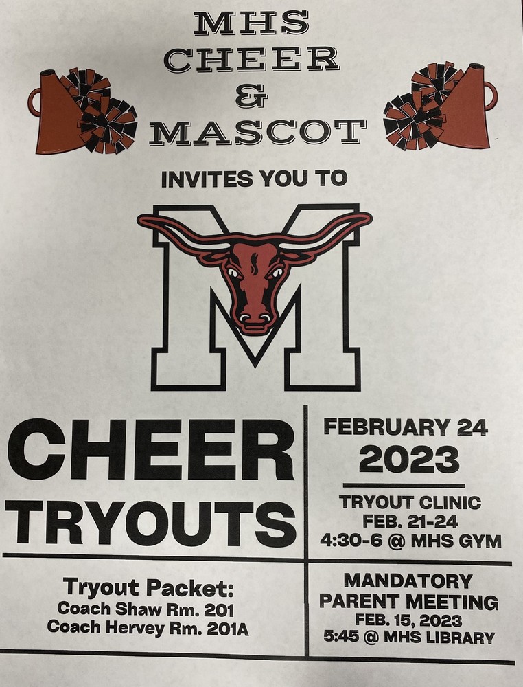 MHS Cheer and Mascot Tryouts Quickly Approaching. | Marshall High School